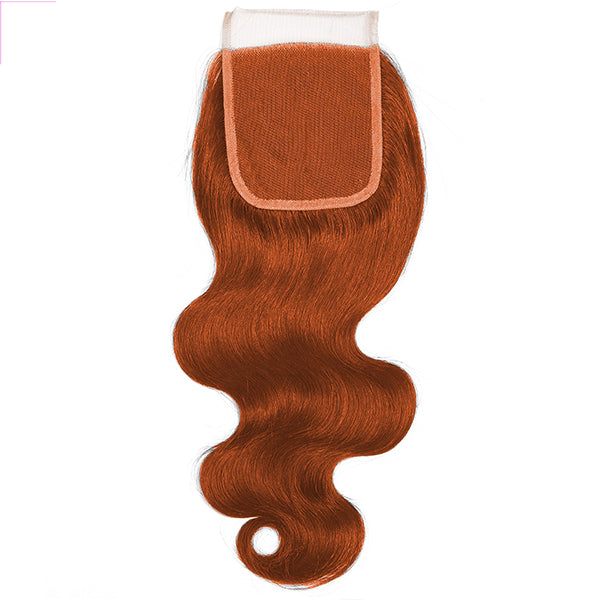 One Piece 350 Ginger Color 4x4 Closure Brazilian Body Wave Human Hair ...