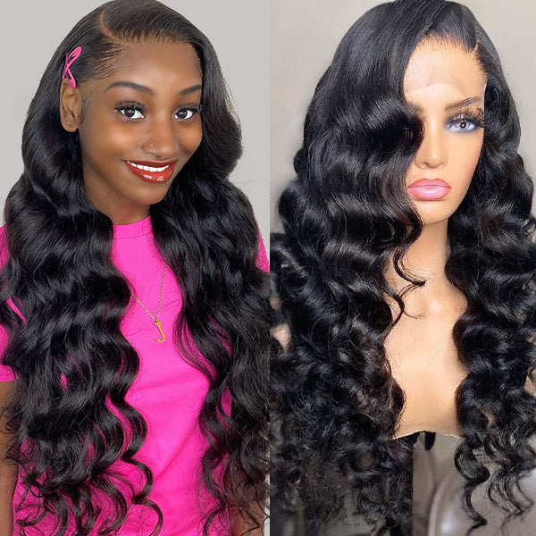 Loose Deep Wave Lace Frontal Wig 180% 200% Density 13x4 HD Lace Front ...