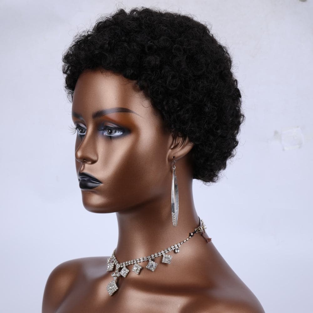 Super short afro curl pixie wig 100% human hair Brazil no lace wig ...